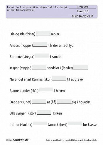 Dansktip - kopiark, spil og læring til dansk